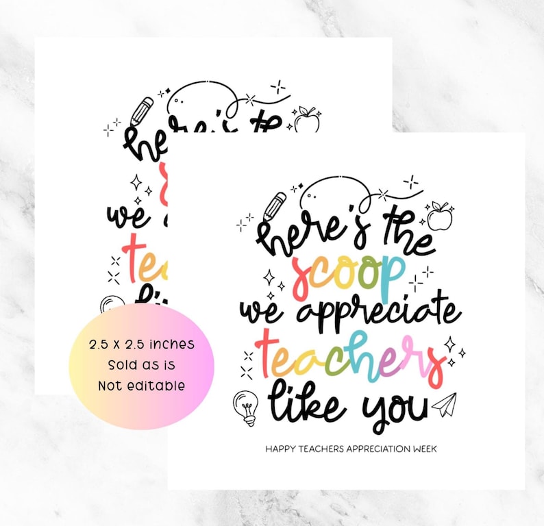 Ice Cream Teachers Appreciation Week Tag, Printable Ice Cream Favor Tag ...