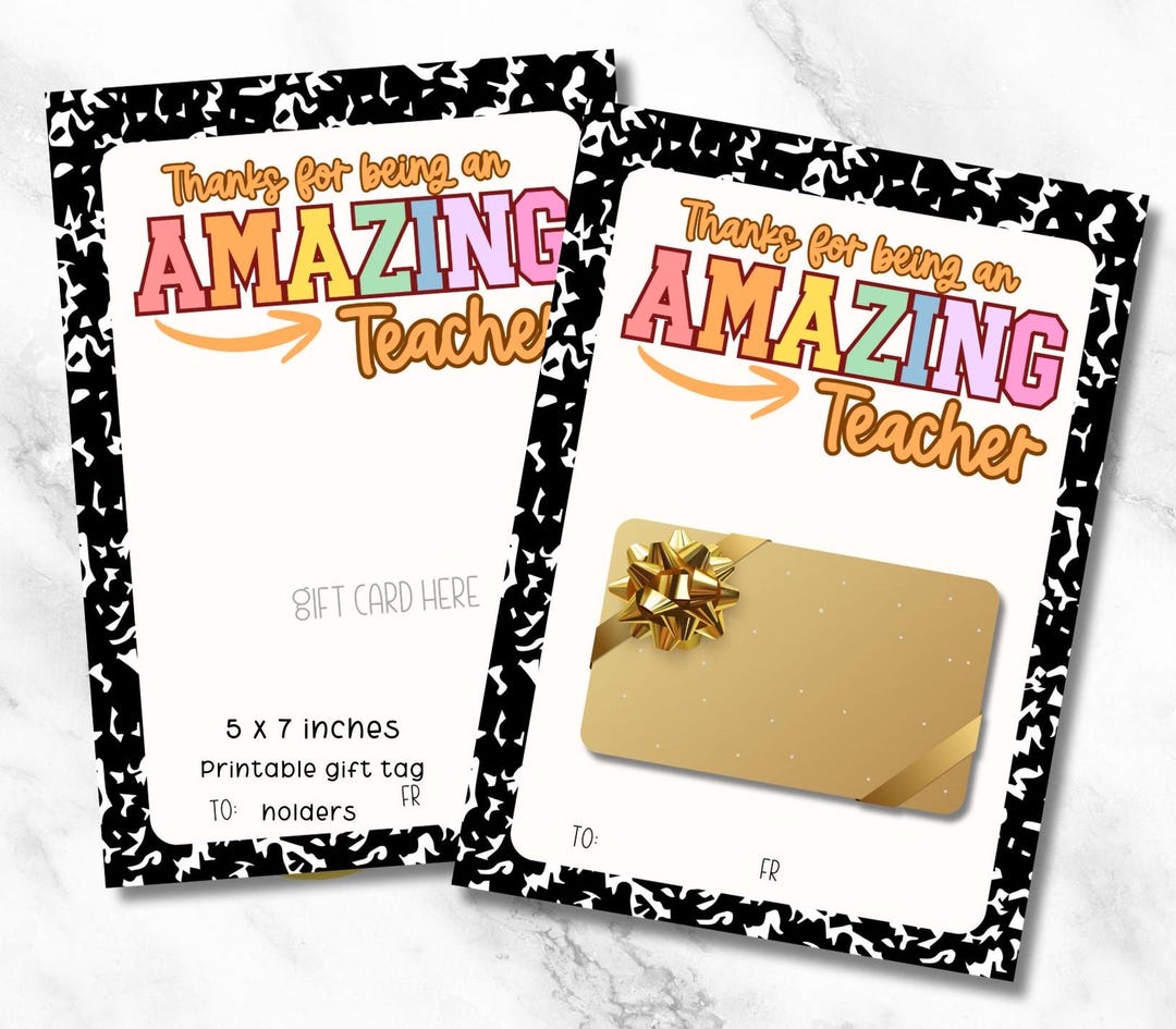 Printable Teacher Appreciation Gift Card Holder, Teacher Gift Card ...