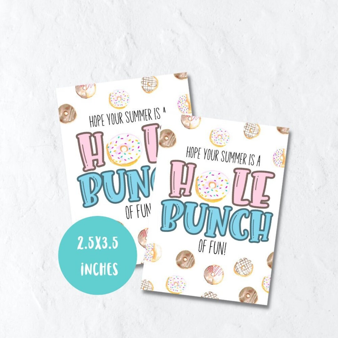 Printable End of the School Year, Donut Theme Teacher Gift Tag Digital ...