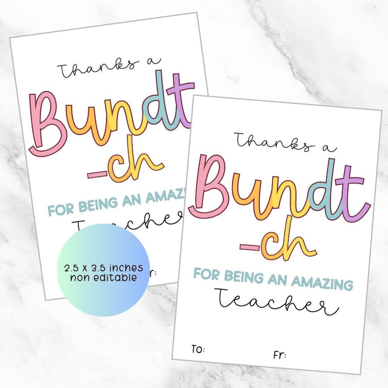 Bundt Cake Tags for Teacher Appreciation - Etsy