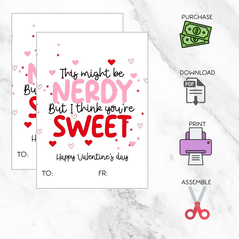 Might Sound Nerdy Tag, Printable Valentines Day Favor Tag, Candy Gift ...