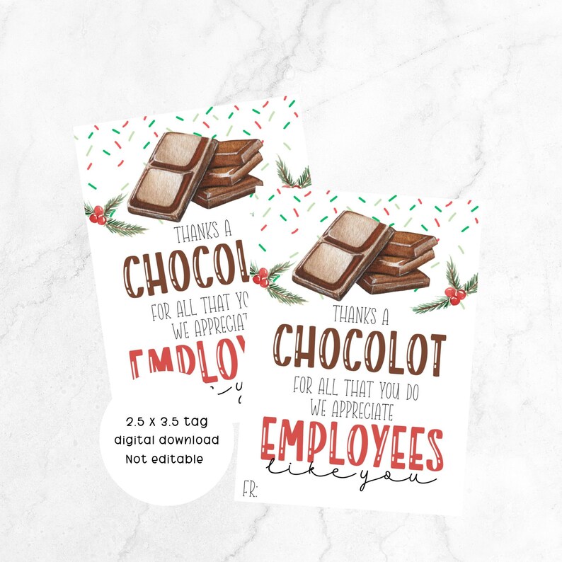 Printable Christmas Tag Employee Appreciation Thanks a - Etsy