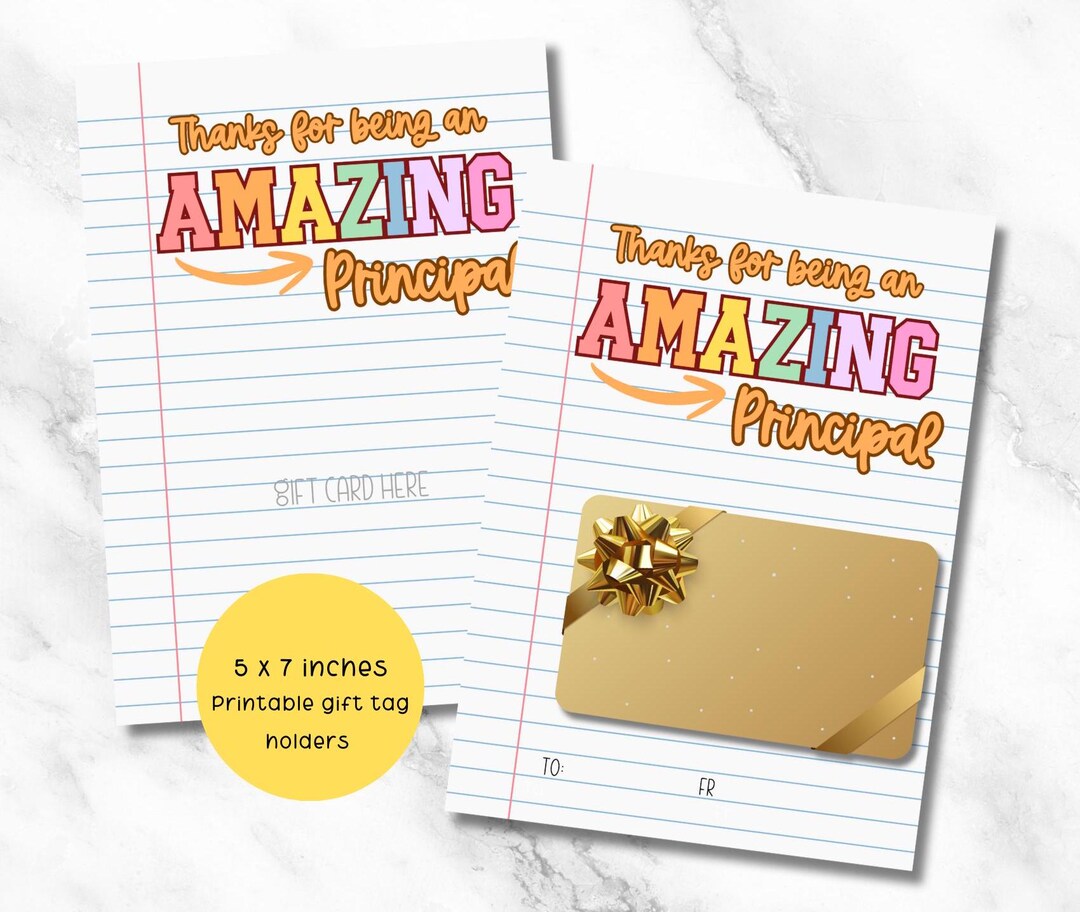 Printable Gift Card Holder, Thanks for Being an Amazing Principal Gift ...
