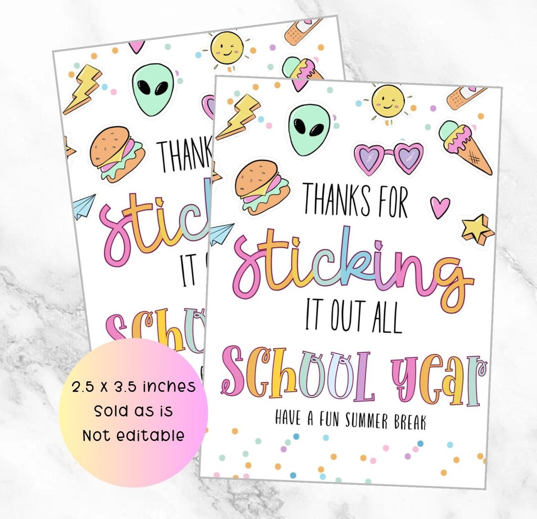 Summer Break Tag, Sticker Gift Tag, Last Day of School Tag, End of ...