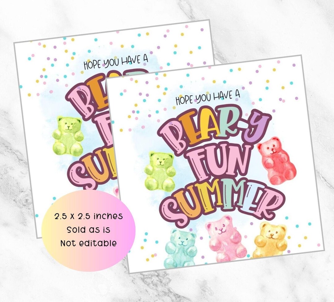 Gummy Bear Gift Tag Last Day of School, Summer Gift Tag, End of School ...