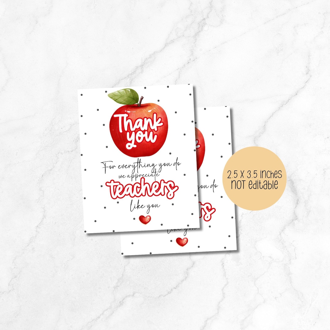 Apple Teacher Appreciation Week Gift Tag, Printable Tag, PTO Tag ...