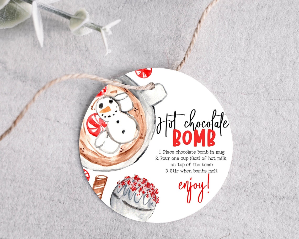 Hot Chocolate Bomb Tag Printable - Printable Bomb Tag - Holiday Hot ...