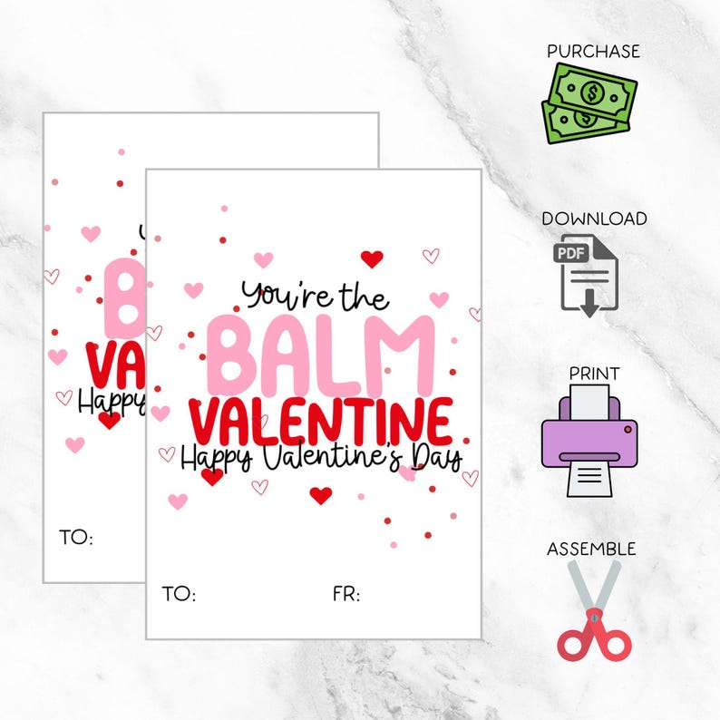 Lip Balm Tag, You're the Balm Valentines Treat Favor Tag Printable ...