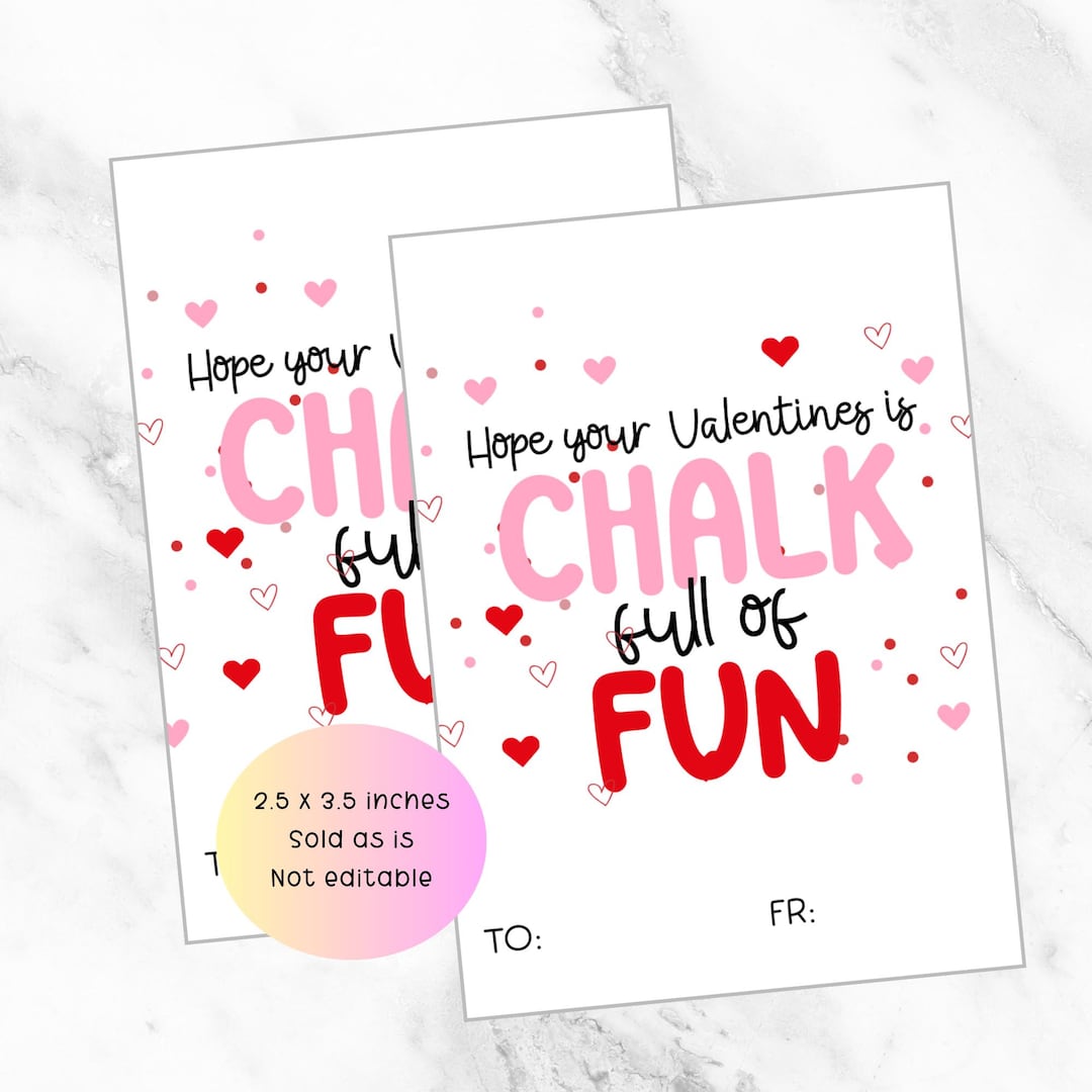 Chalk Valentine's Day Favor Tag, Printable Non-candy Gift (digital ...