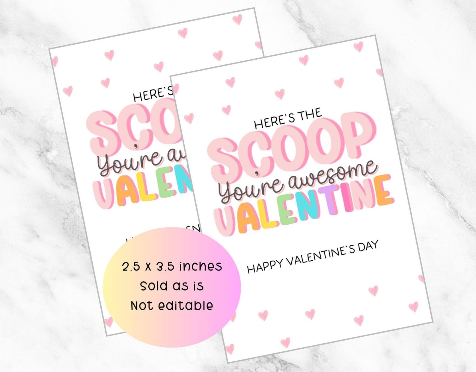 Ice Cream Valentines Day Classroom Printable Tag Digital Download - Etsy