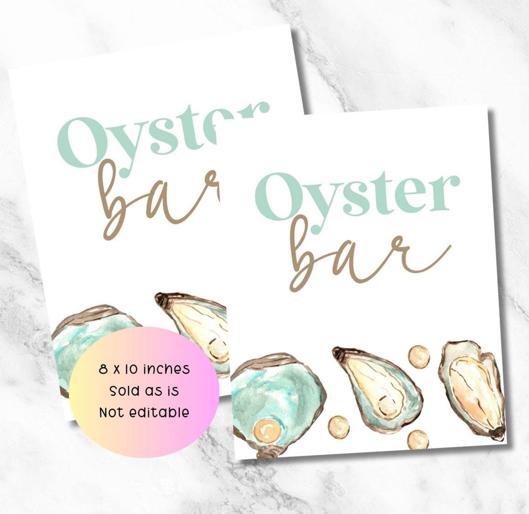 Oyster Bar Sign, Oyster Food Bar Sign, Summer Party Sign, Oyster Bar ...