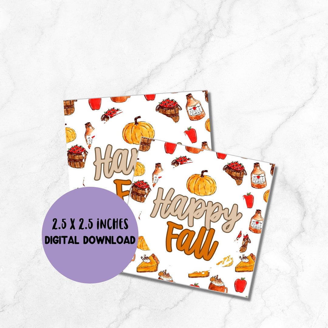 Printable Fall Gift Tag, Fall Tag, Digital Download Happy Fall Tag ...