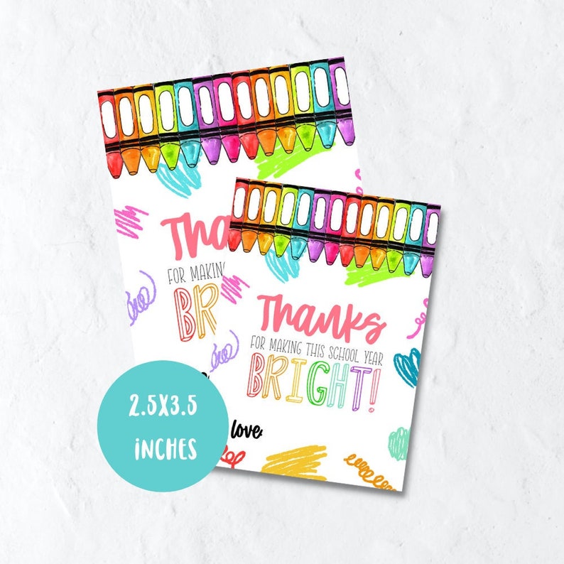 Crayon Teacher Appreciation Week Gift Tag, Thank You Gift Tag Printable ...