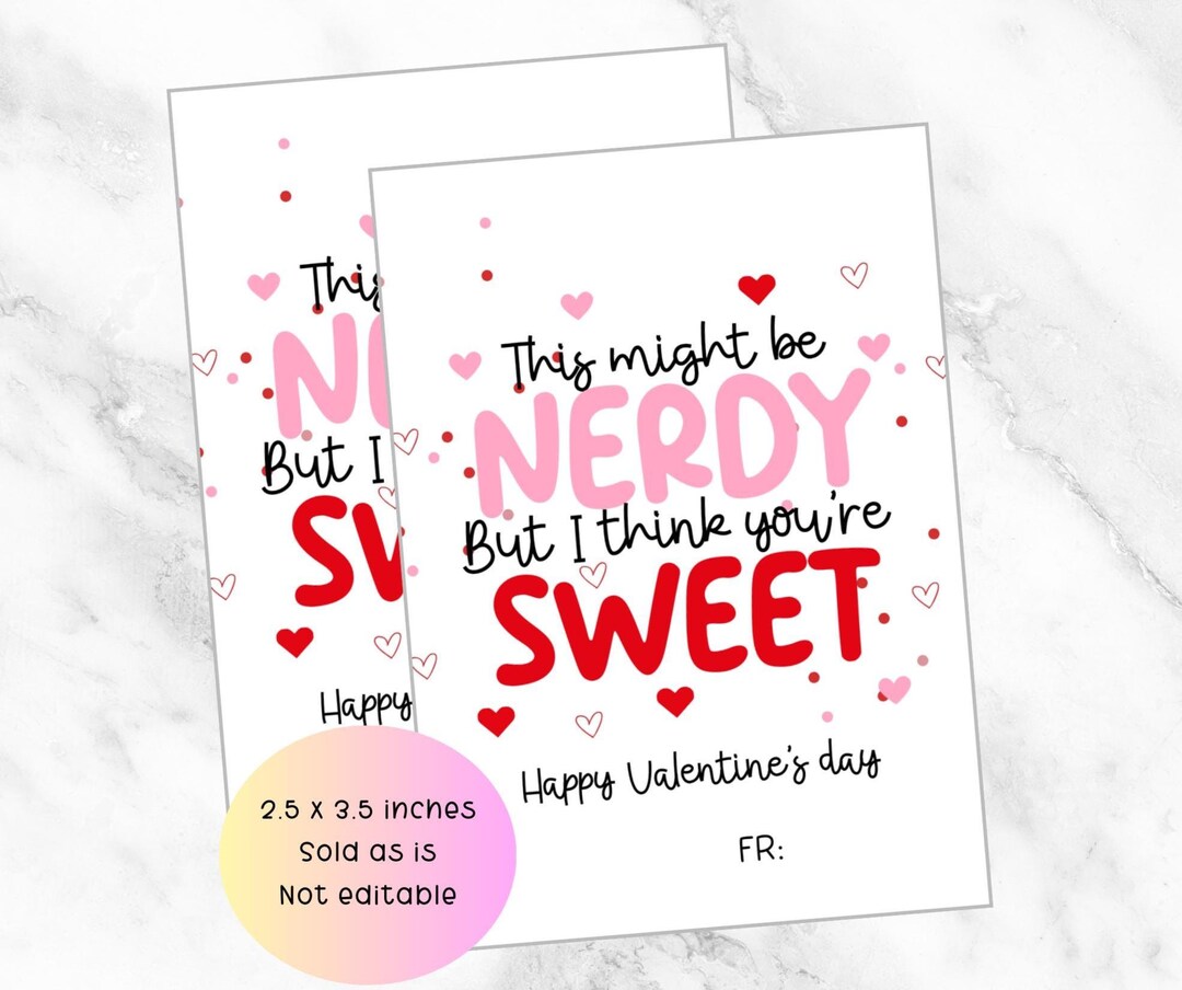 Might Sound Nerdy Tag, Printable Valentines Day Favor Tag, Candy Gift ...