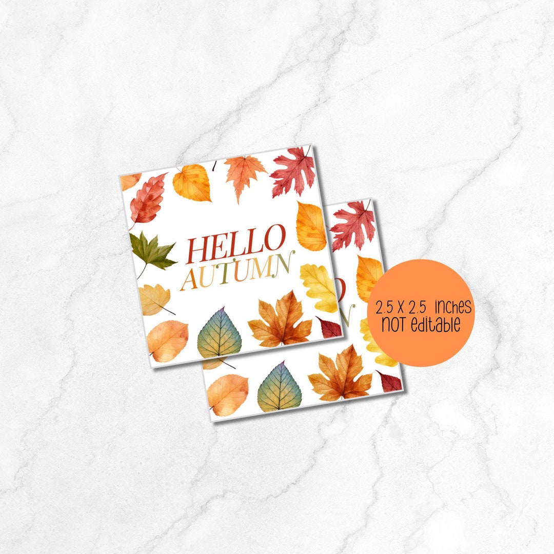 Printable Fall Gift Tag Hello Autumn, Fall Tag, Digital Download Happy ...