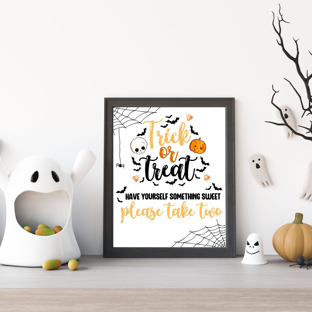 Printable Halloween Candy Sign, Trick or Treat Candle Sign, Please Take ...