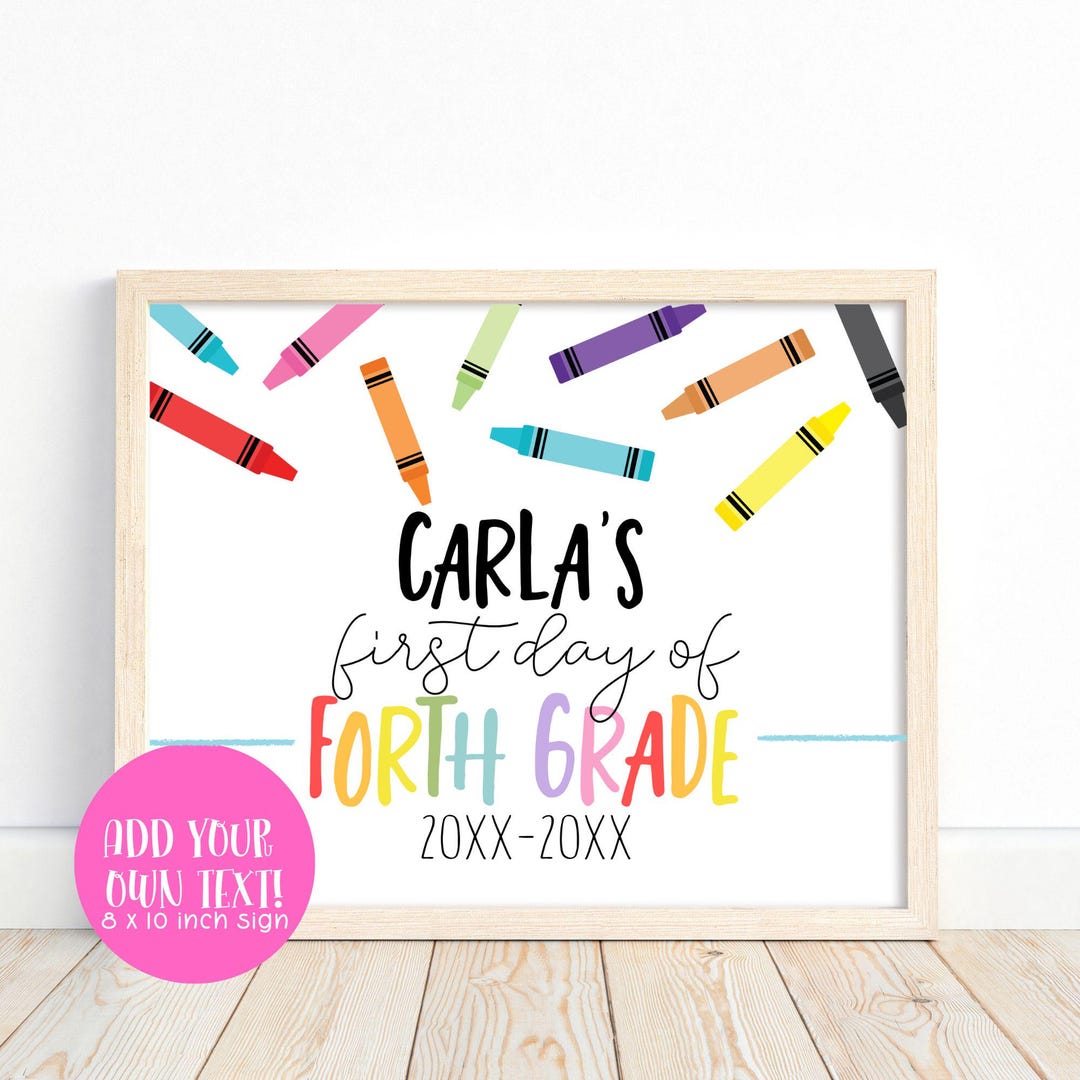 First Day of School Sign Printable, EDITABLE First Day of Forth Grade ...