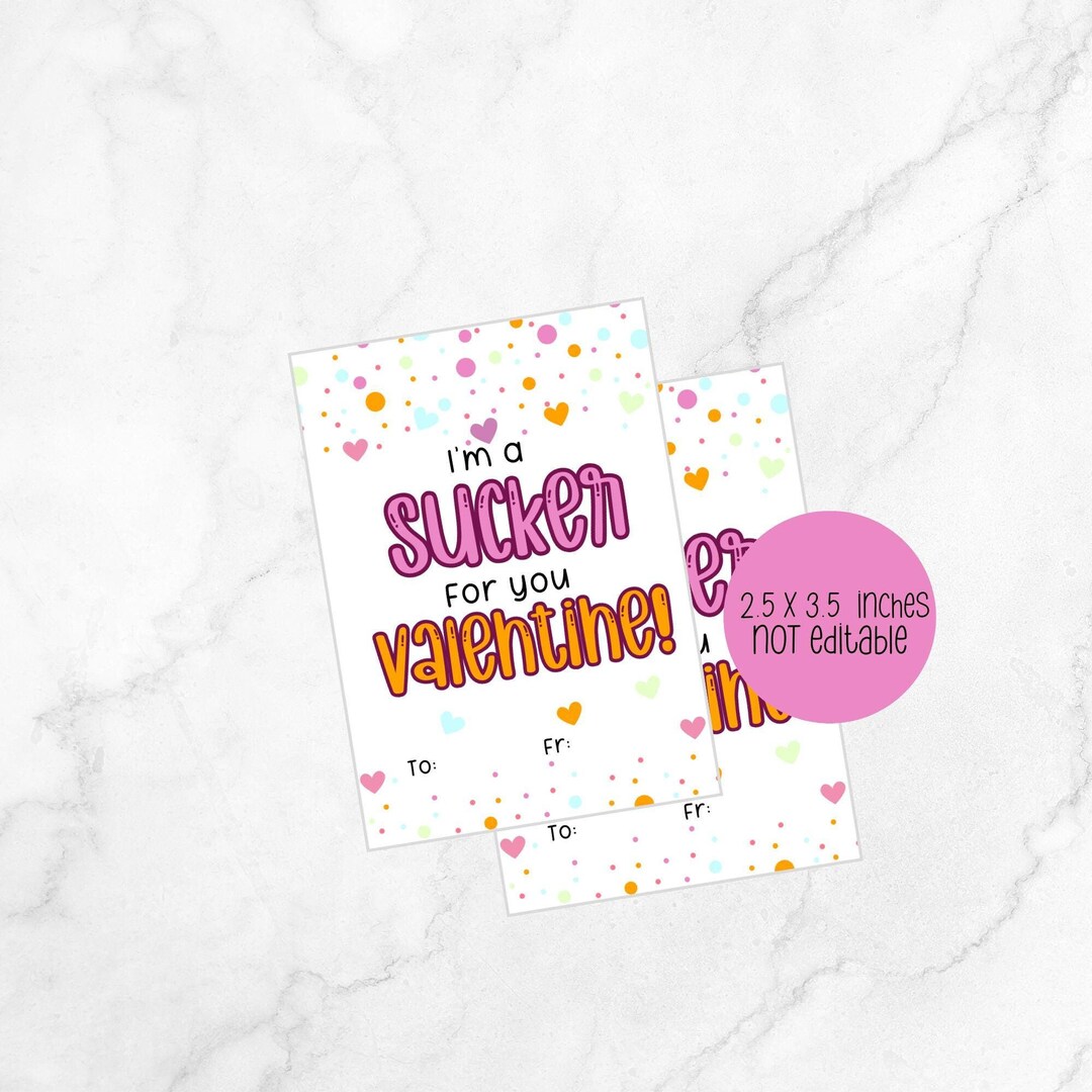Valentines Day Printable, I'm a Sucker for You Valentines Day Digital ...
