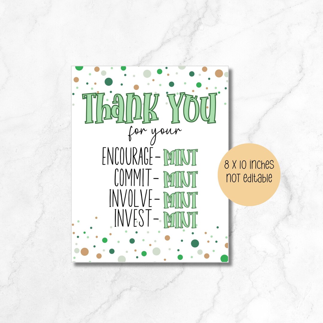 Mint Appreciation Sign, Teachers Appreciation Sign, Thank You ...