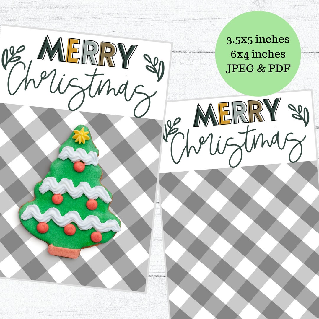 Printable Christmas Cookie Card - Plaid Holiday Mini Cookie Card ...