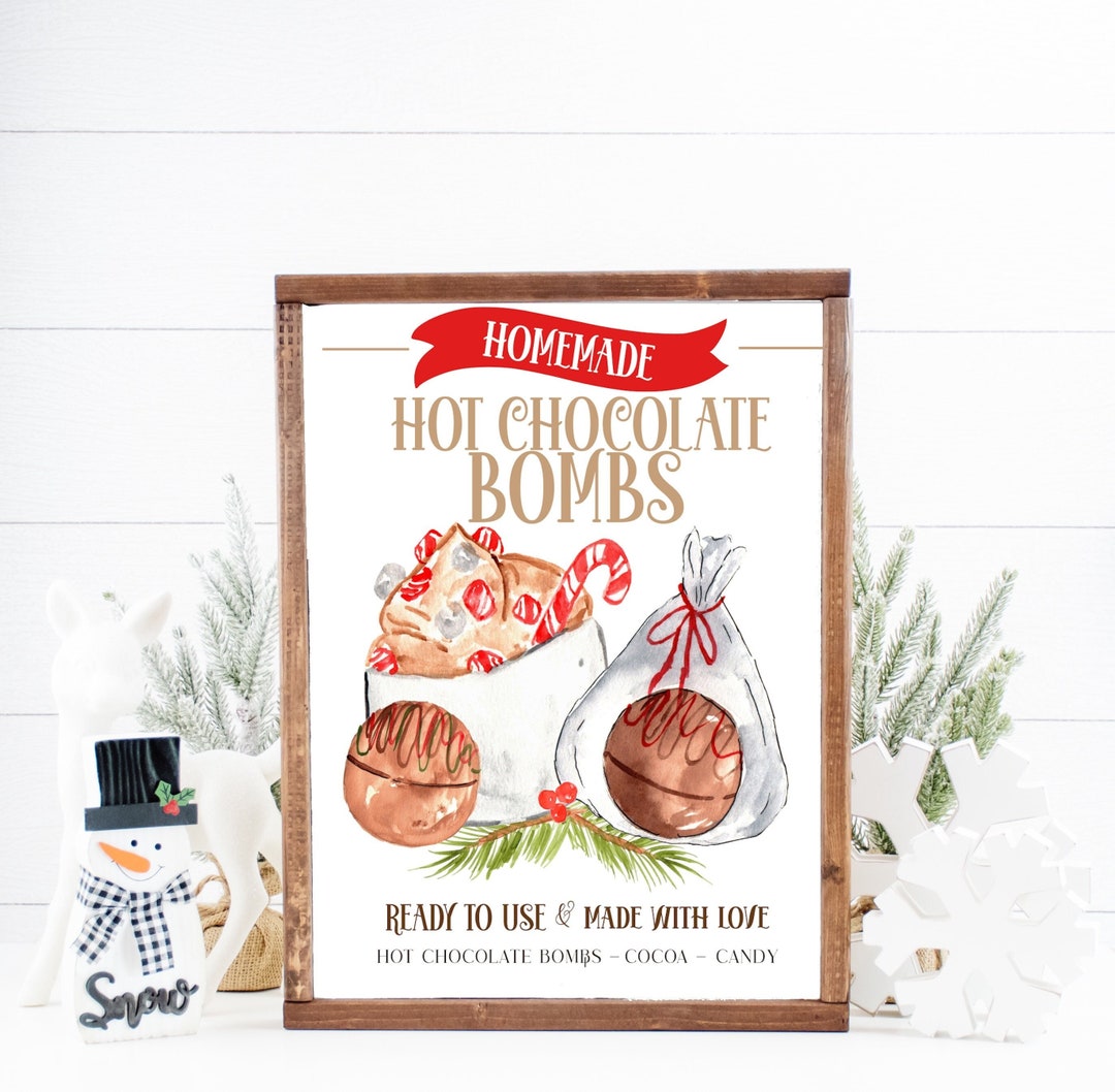 Printable Christmas Sign Hot Chocolate Bomb Sign Hot Cocoa Bombs ...
