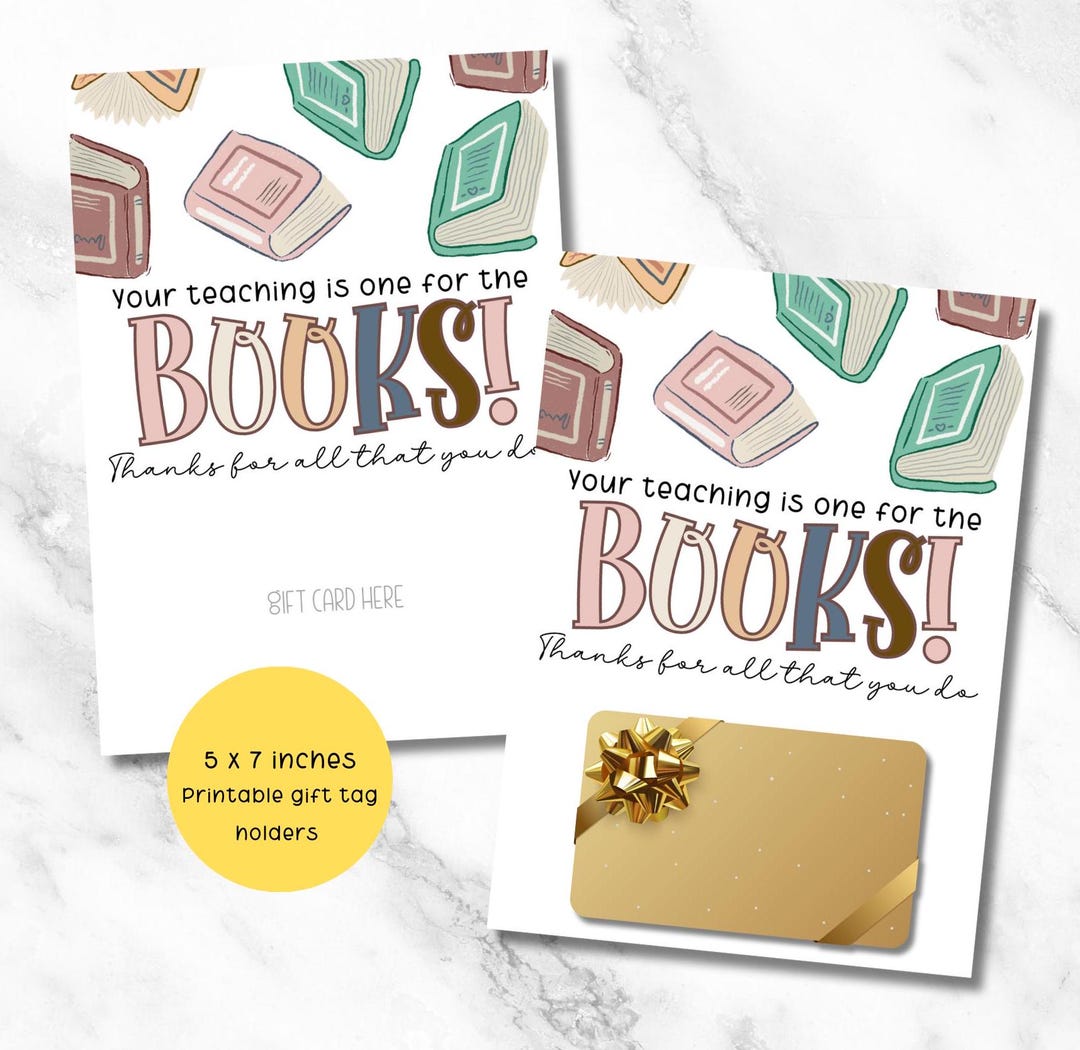 Book Teacher Appreciation Week Gift Card Holder Printable, Reader Book ...