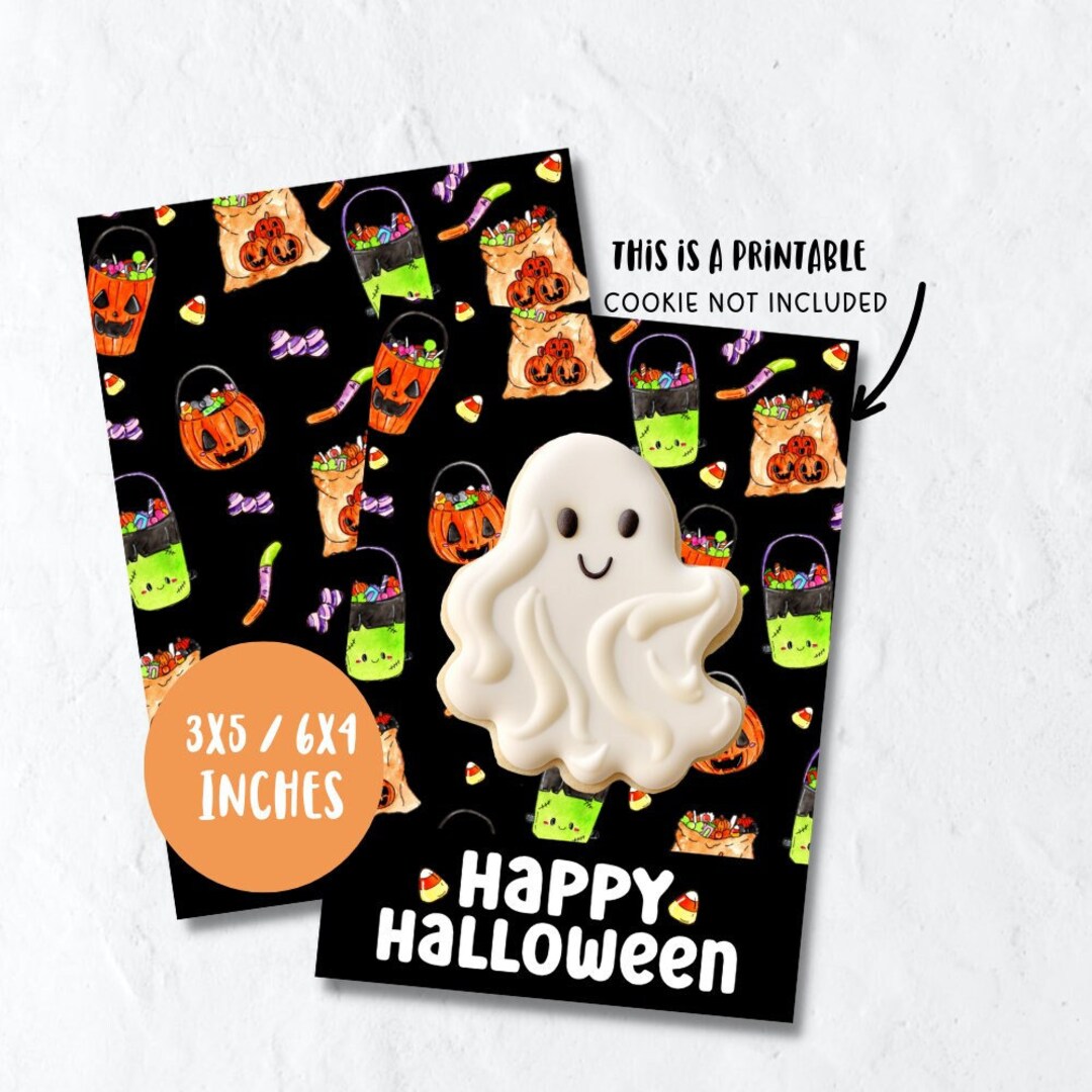 Printable Halloween Cookie Card, Digital Download Cookie Packaging ...