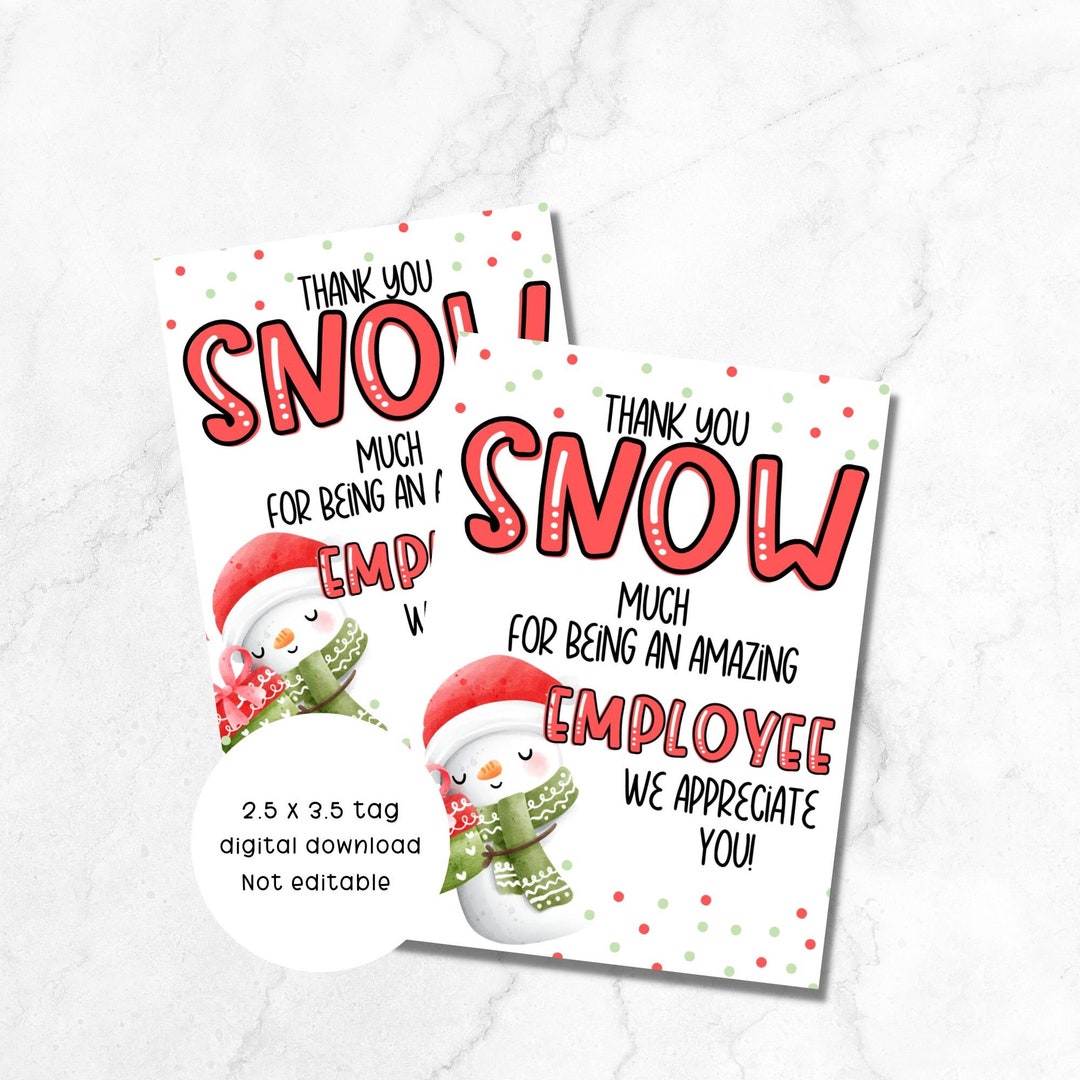 Thank You Snow Much Gift Tag, Employee Appreciation Tag, Staff Thank ...