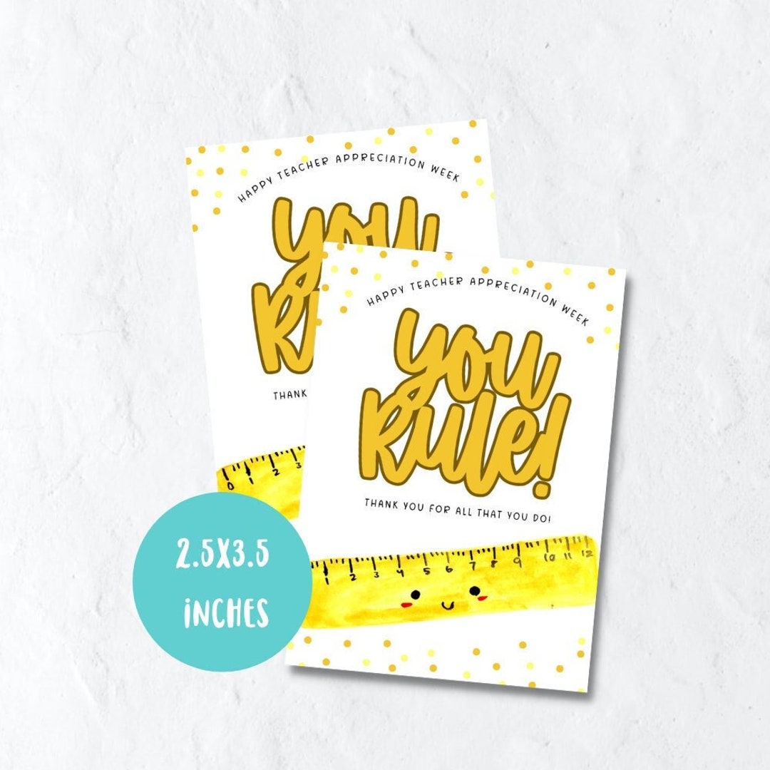 You Rule, Teacher Appreciation Week Thank You Gift Tag, School Staff ...