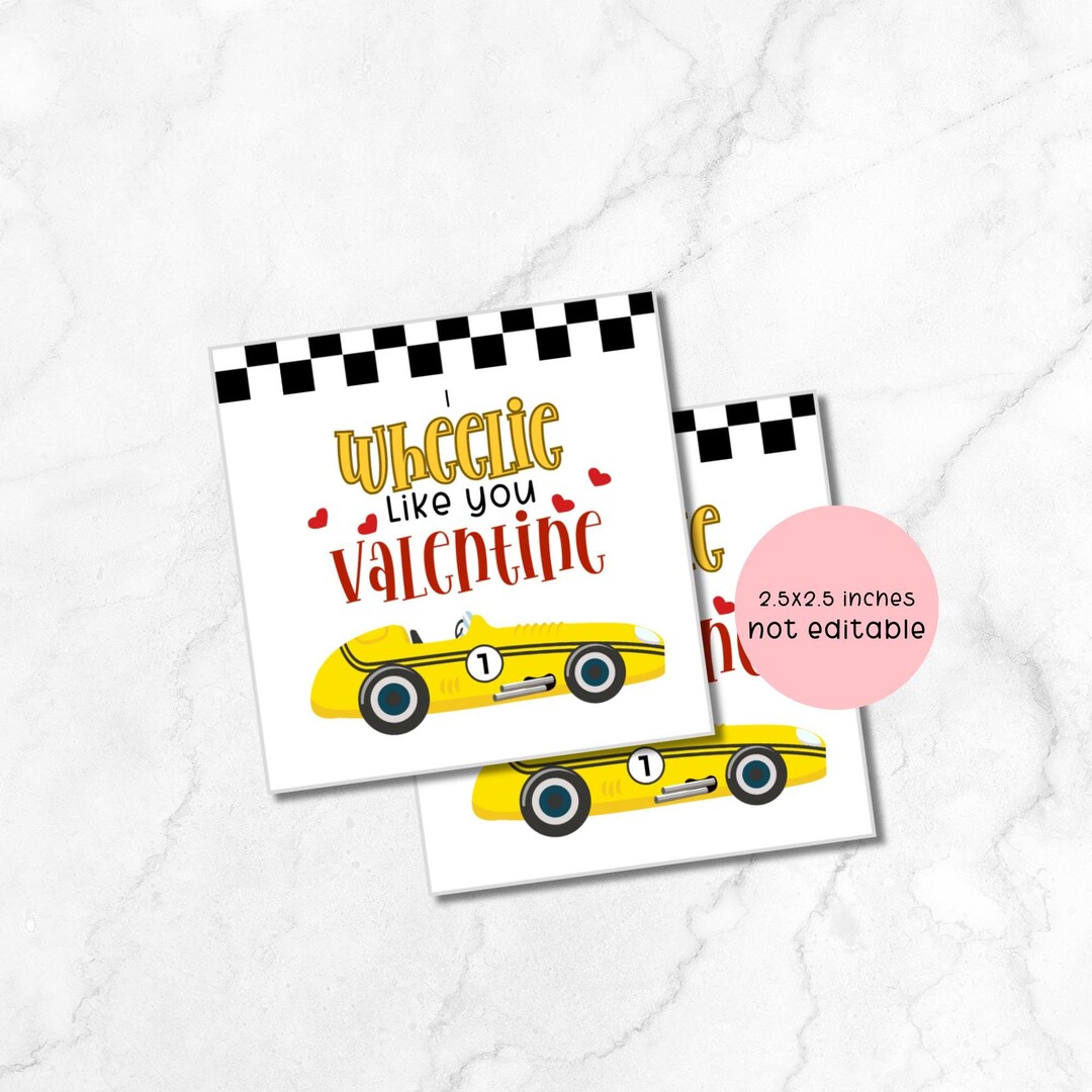 I Really Wheelie Like You Valentines Day Favor Tag, Toy Car Valentine ...