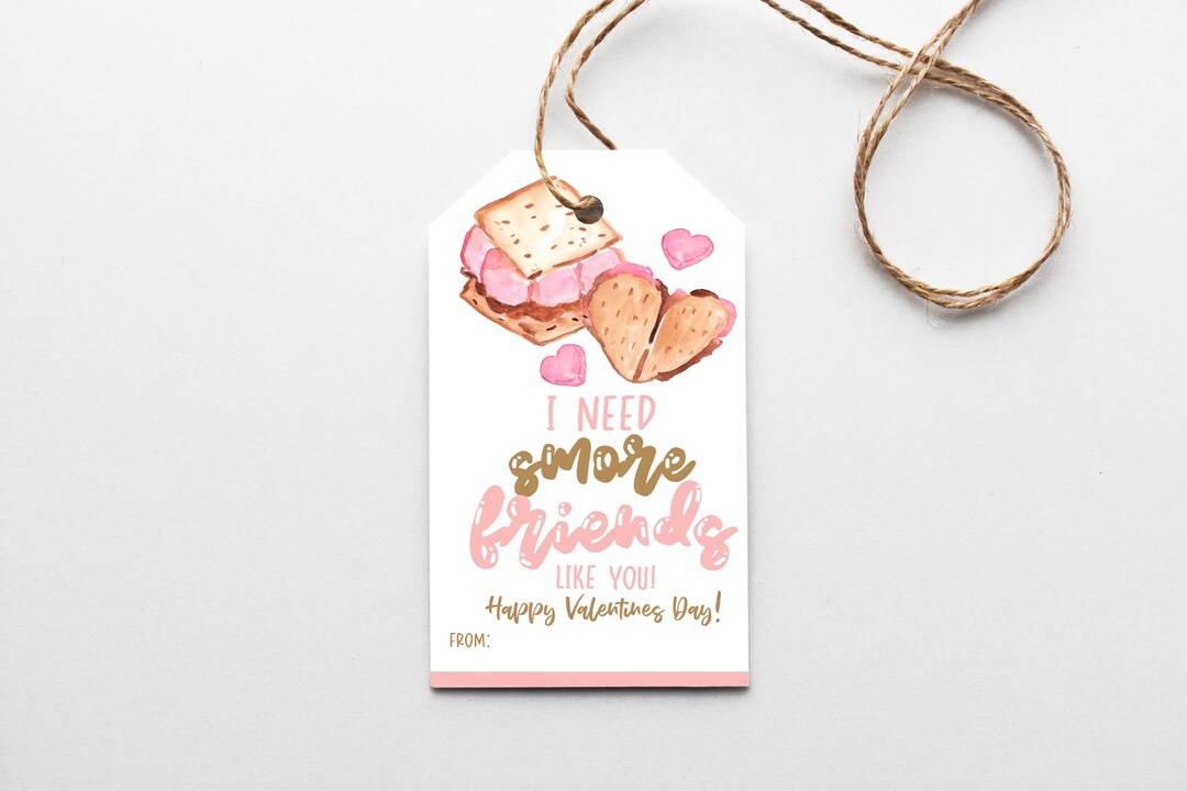 Valentines Day Smores Tag - Printable Smore Tag - Valentines Day Favor ...