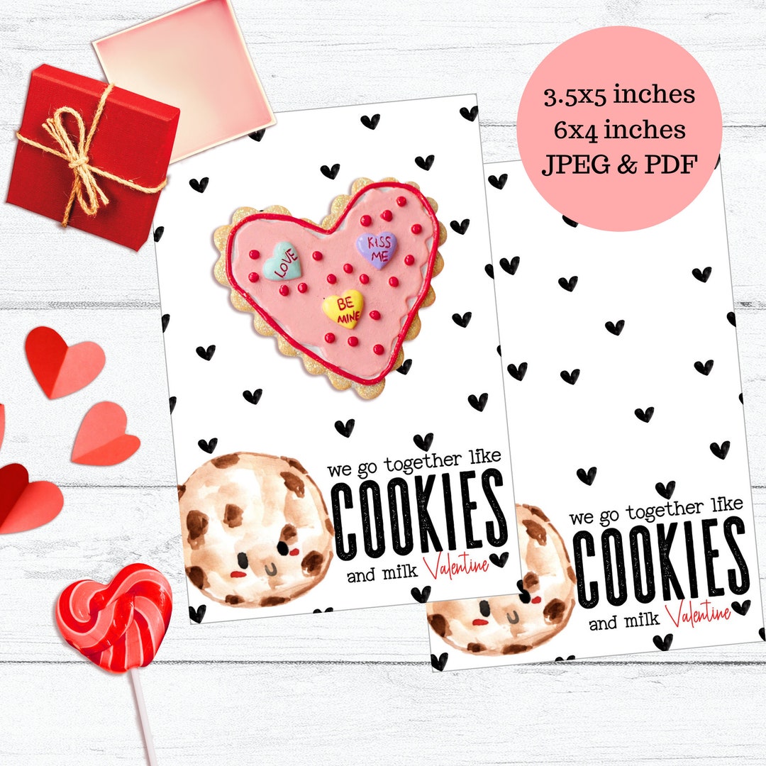 3.5 X 5 Inch Printable Valentines Day Cookie Card - Cookie Backing ...