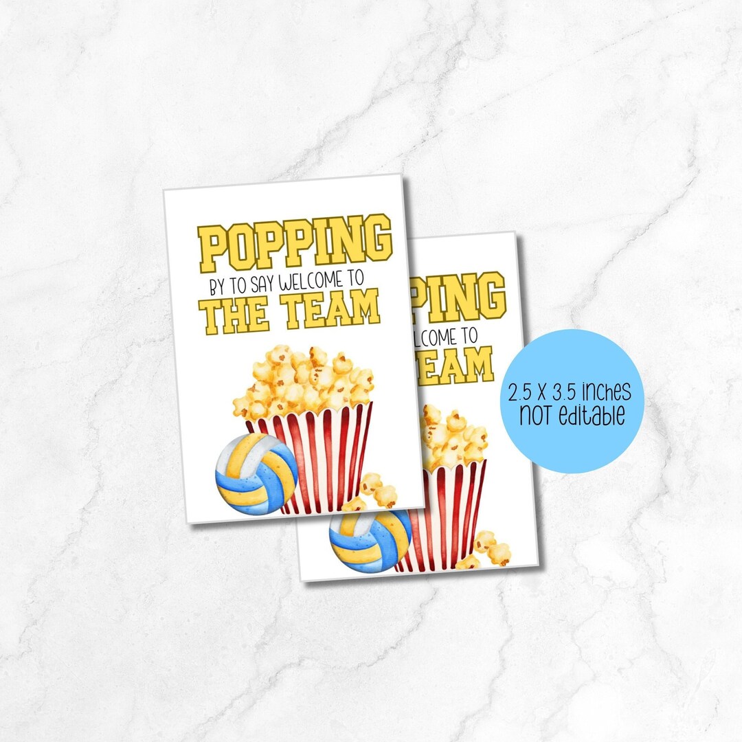 Popcorn Volleyball Team Printable Snack Tag, Game Day Snack Tag, Post ...
