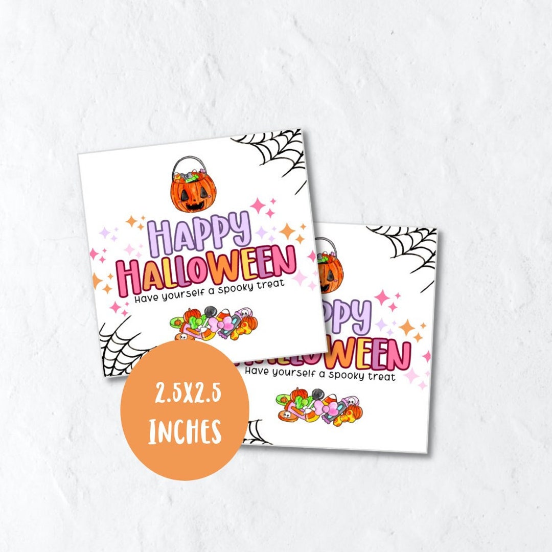 Printable Halloween Candy Gift Tag, Happy Halloween Square Printable ...