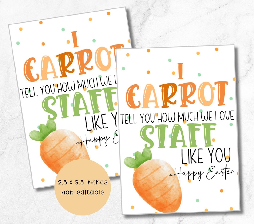 Easter Staff Printable Tag, Carrot Bunny Easter Tag, Worker ...