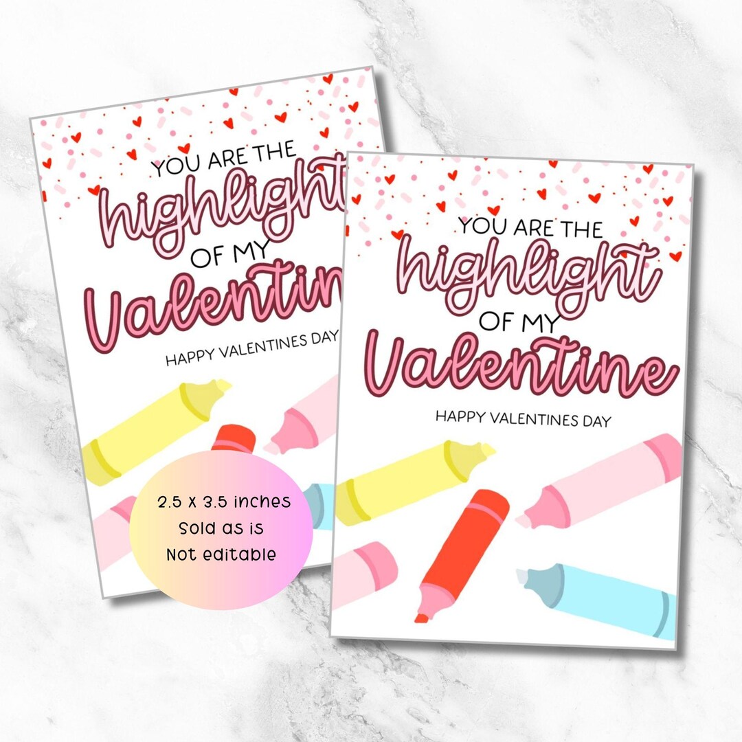 Highlighter Valentine’s Day Printable Gift Tag - Etsy