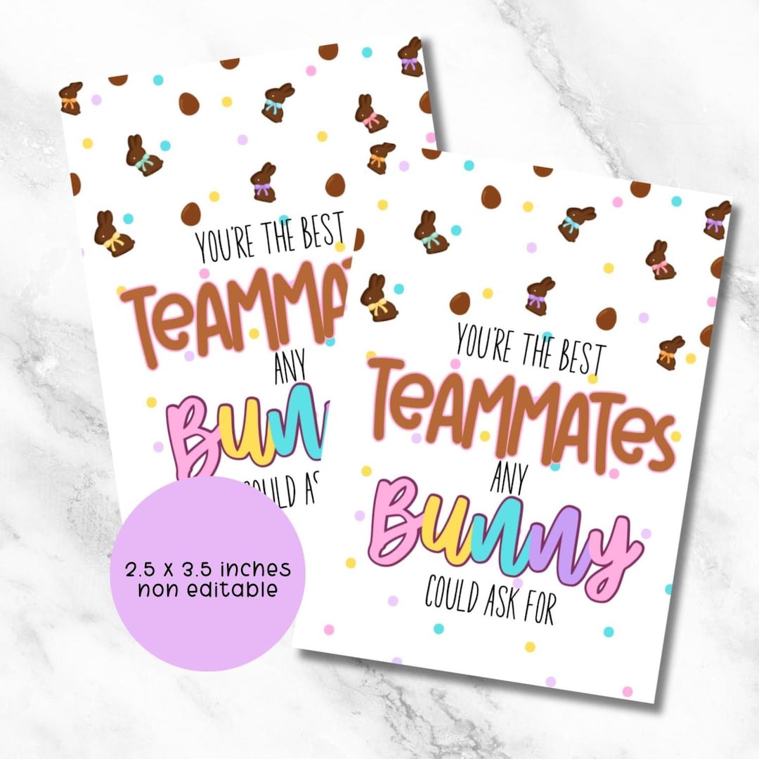 You’re the Best Team Any Bunny Could Ask For,printable Easter Gift Tag ...