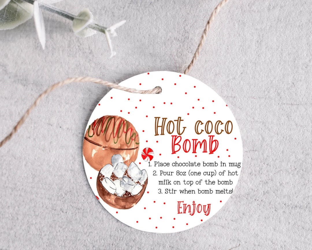 Printable Hot Chocolate Bomb Tag - Circle Hot Cocoa Bomb Printable Tag ...