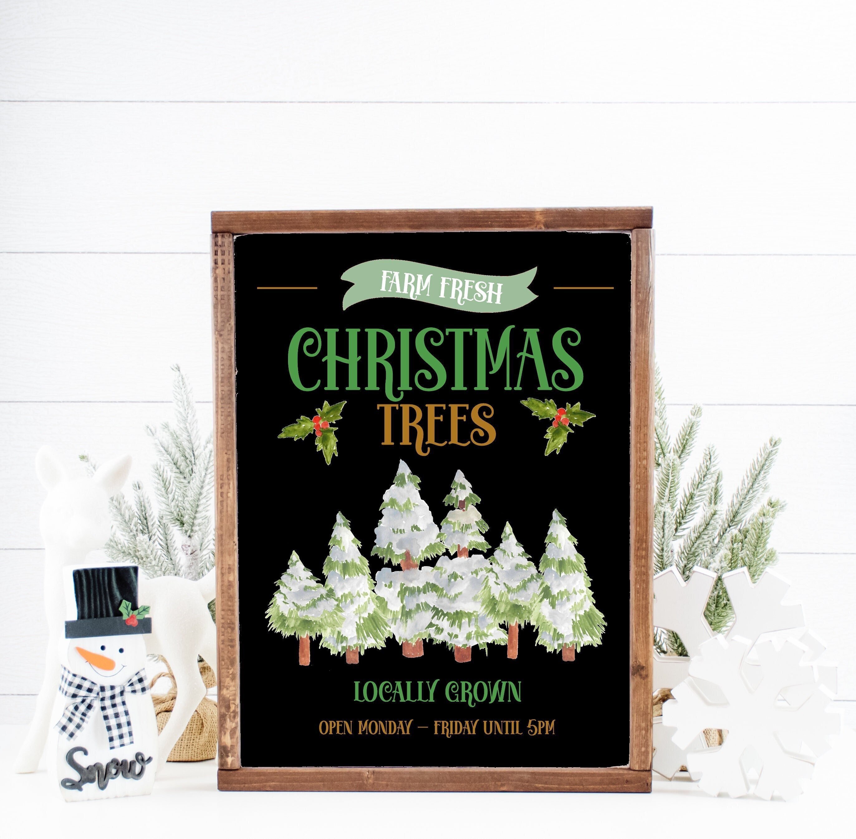 Printable Black Christmas Sign Christmas Tree Sign - Etsy