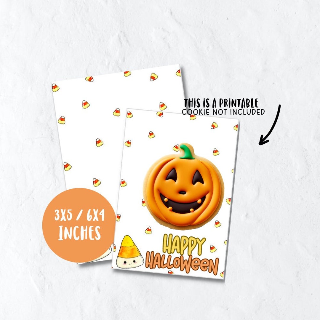 Cute Printable Halloween Cookie Card, Candy Corn Happy Halloween Cookie ...