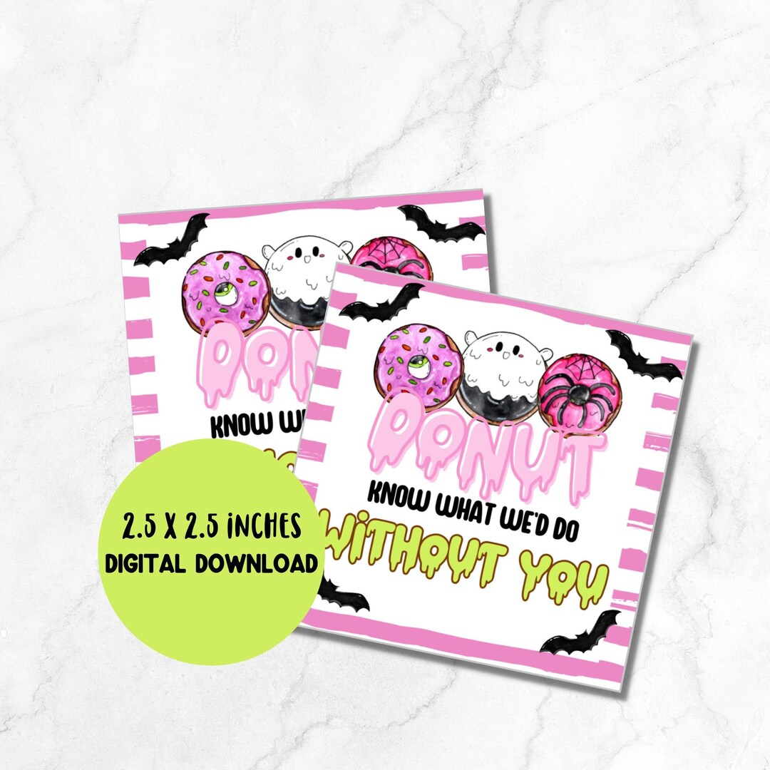 Printable Halloween Tag, Pink Halloween, Donut Gift Tag, Donut ...