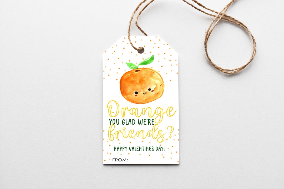 Printable Valentine Favor Tag Printable Orange Valentine Tag Valentines ...