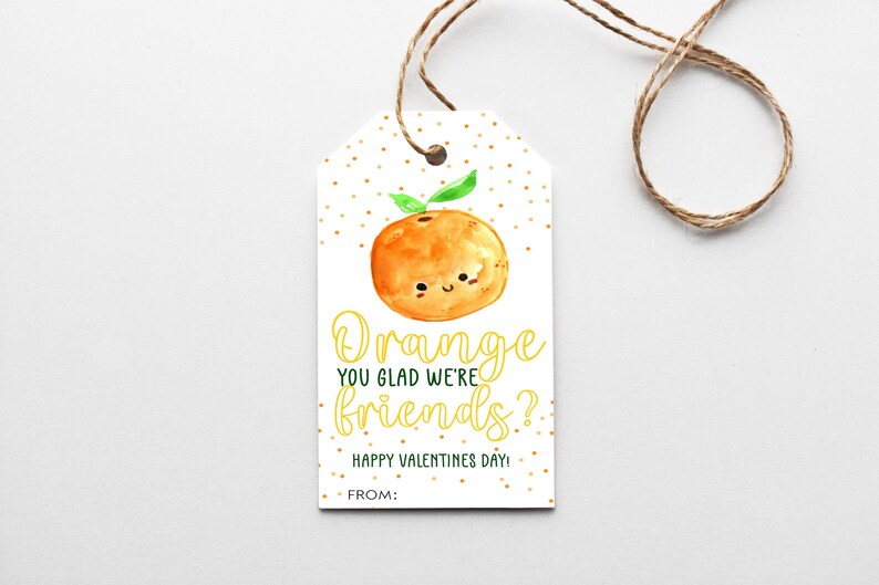 Printable Valentine Favor Tag Printable Orange Valentine Tag | Etsy