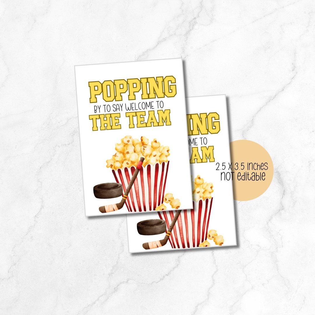 Poppin Popcorn Hockey Gift Tag, Printable Popcorn Baseball Sports Tag ...