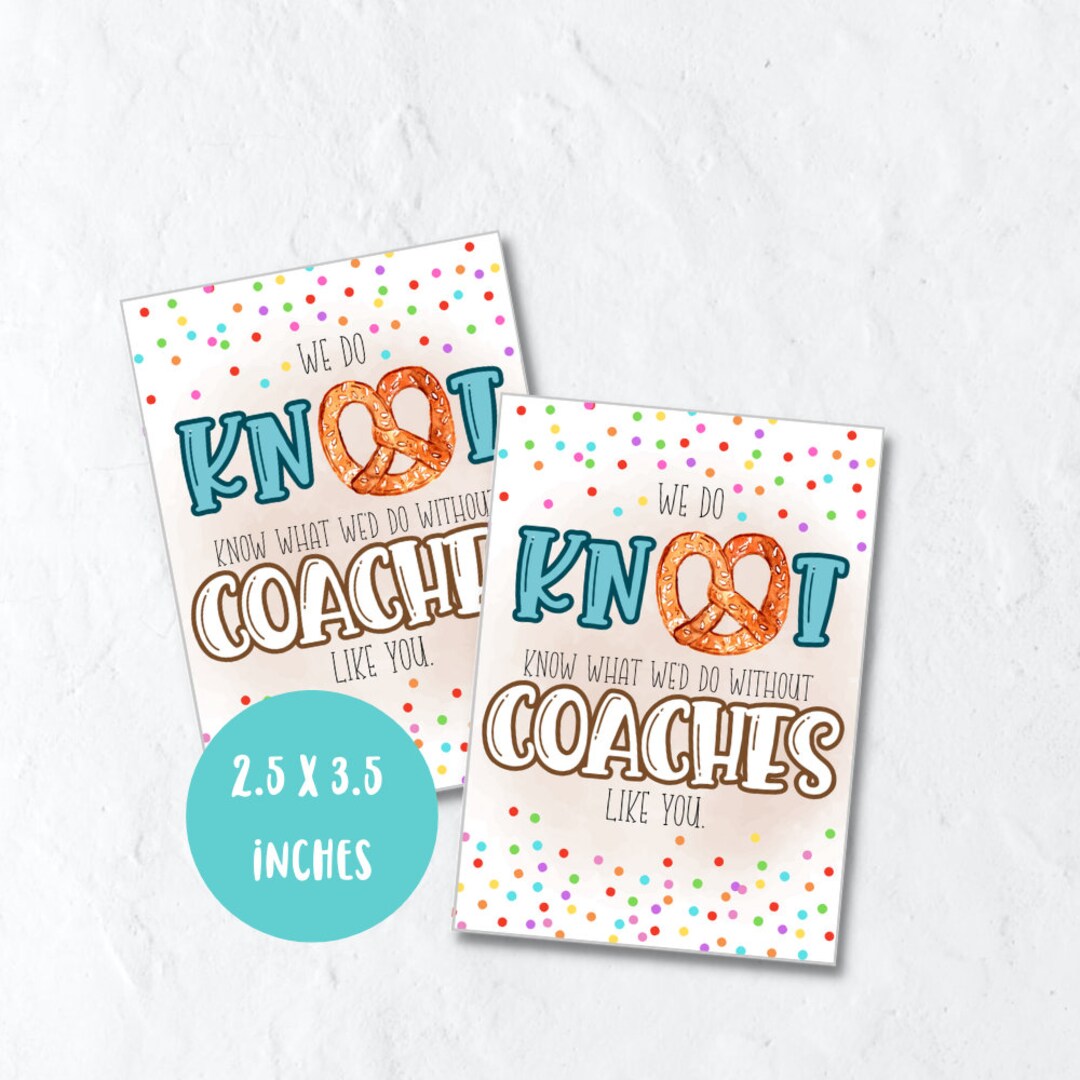 Coach Appreciation Gift Tag Printable, Pretzel Gift Tag Digital ...