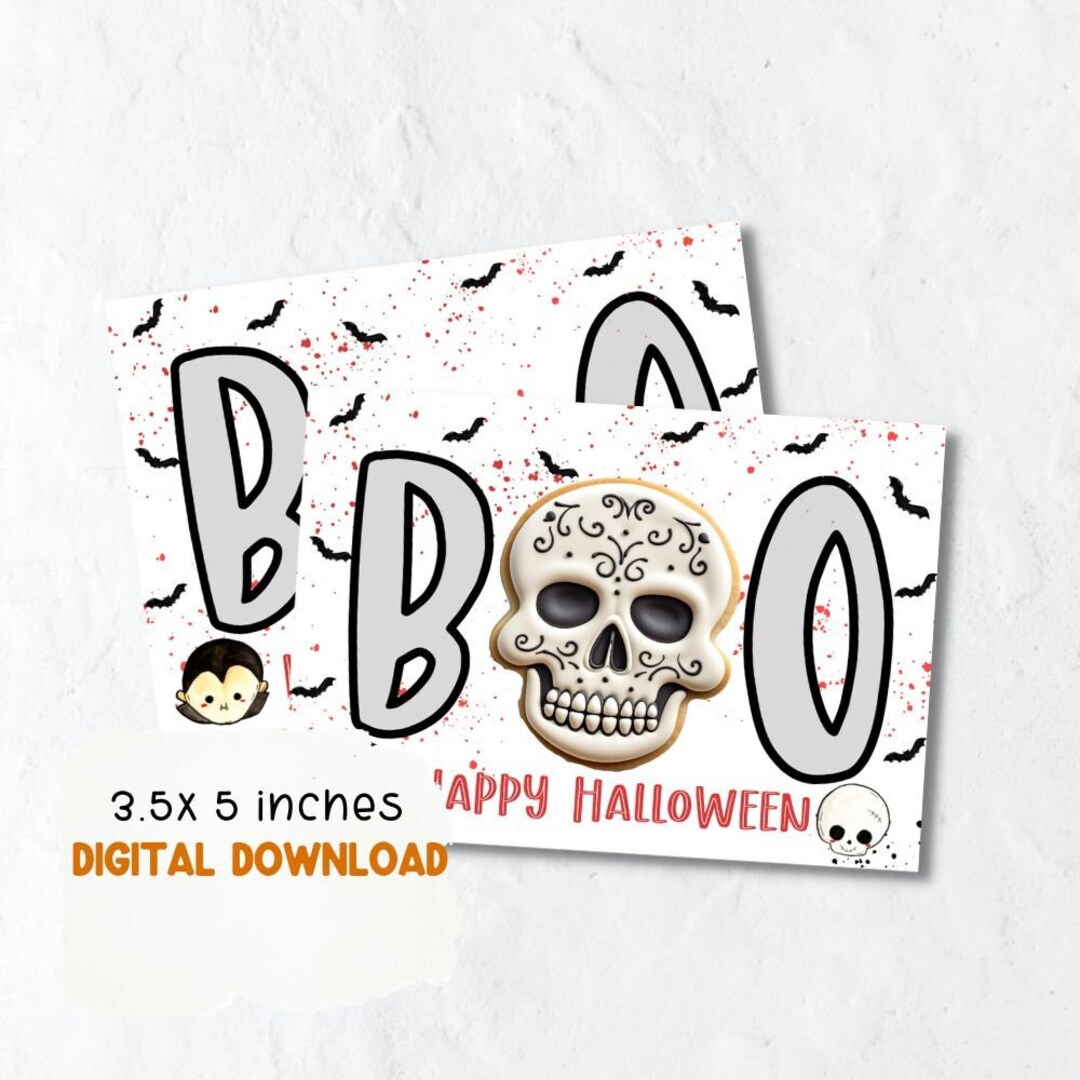 Halloween Cookie Card, Printable Boo Card, Boo Cookie Card, Happy ...