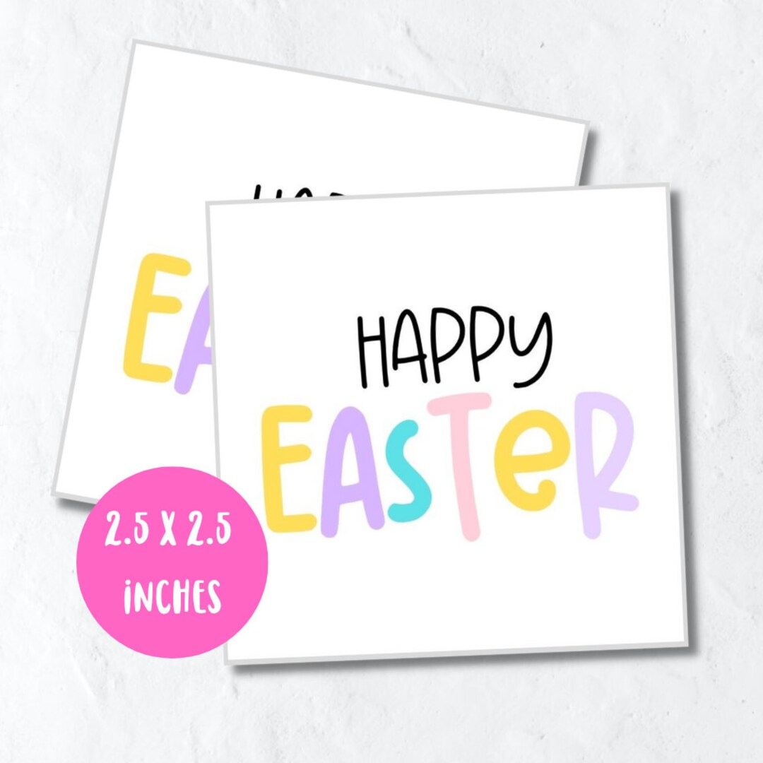 Happy Easter Tag, Printable Tag, Printable Square 2.5x2.5 Inch Instant ...