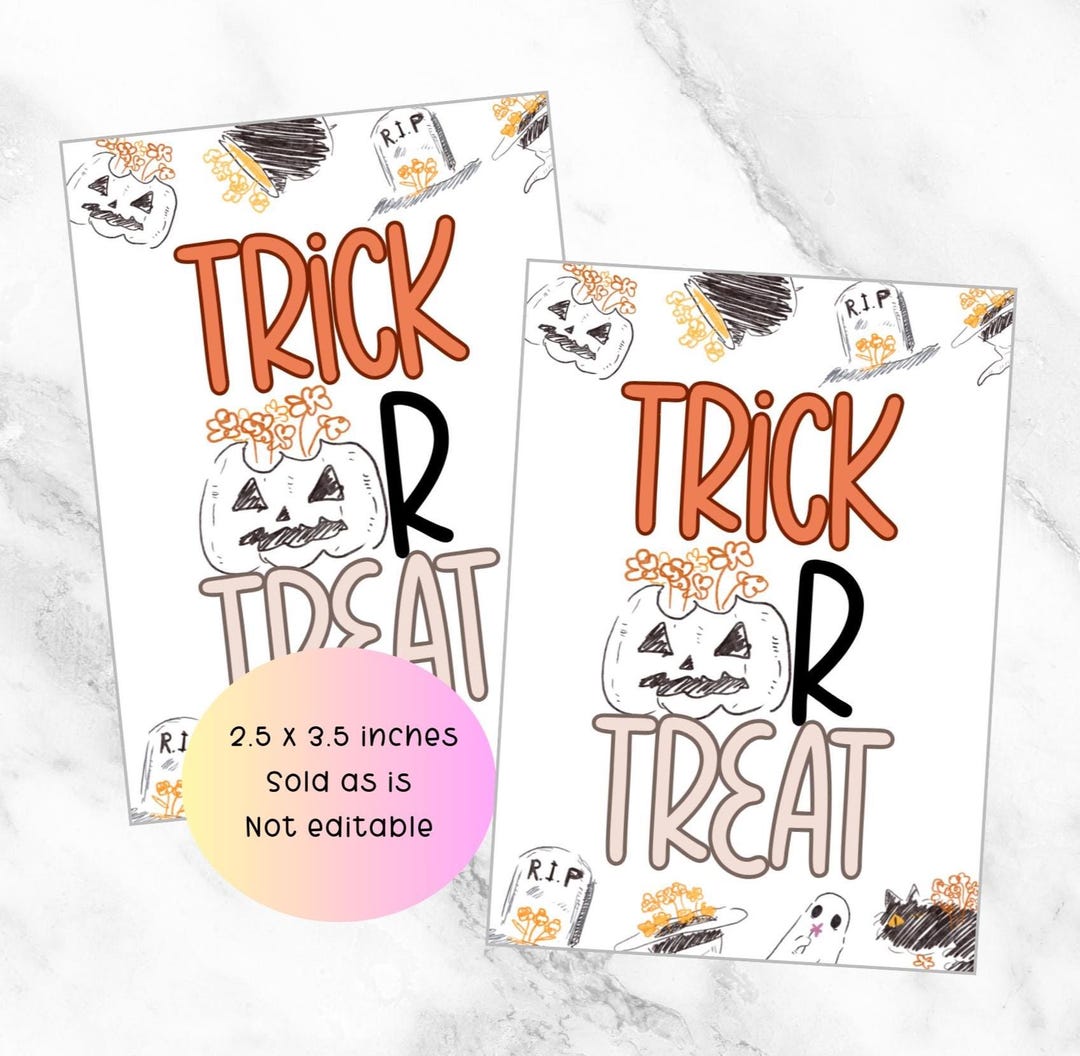 Halloween Treat Tags Trick or Treat Printable Tags, Classroom Favor ...