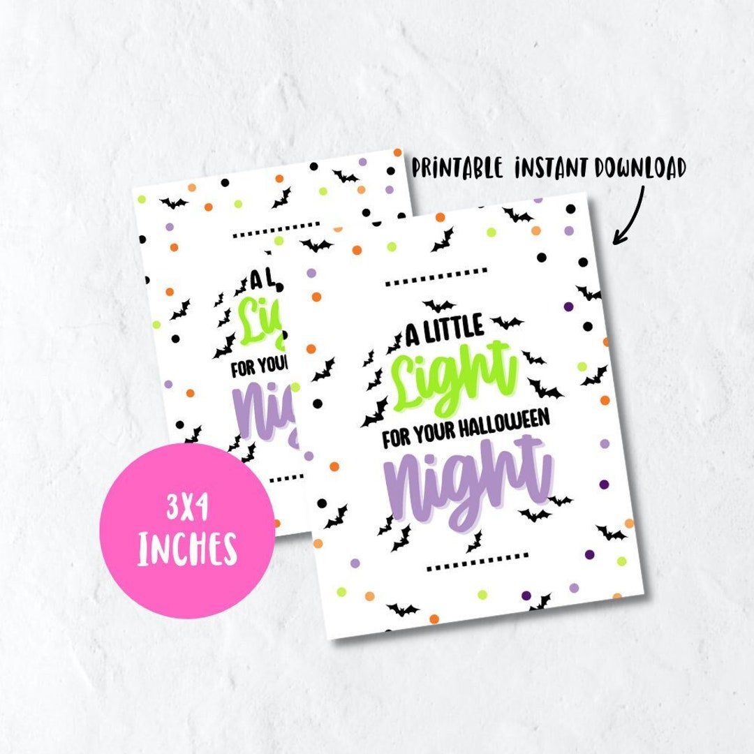 Halloween Printable Glow Stick Gift Tag, a Little Light for Your ...