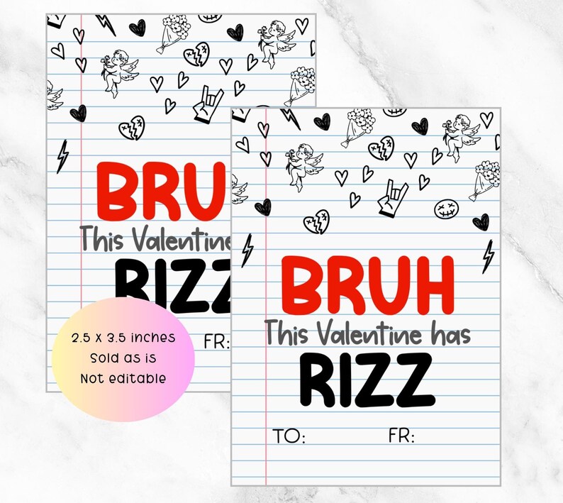 Funny Slang, Rizz Valentine's Day Favor Tags, Tween Printable (PDF ...